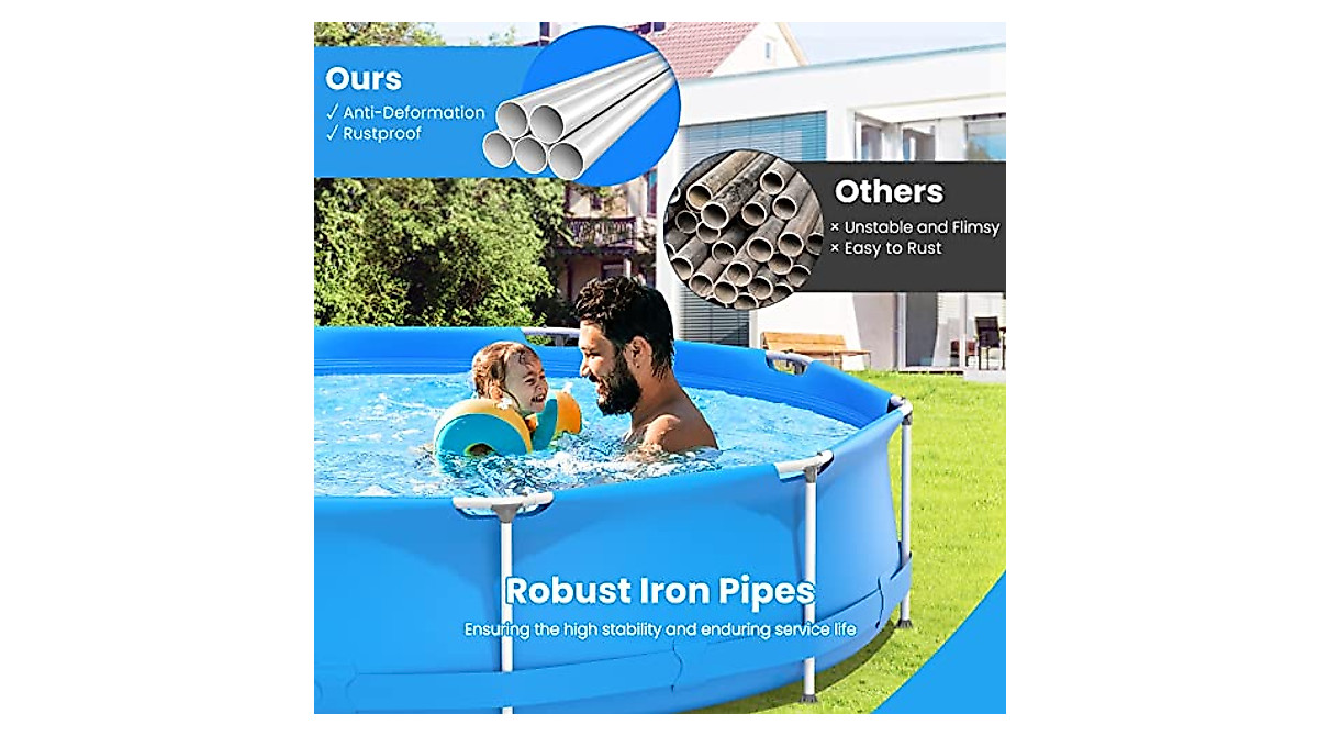 Goplus 12ft Above Ground Pool - Durable Steel Frame & Cover