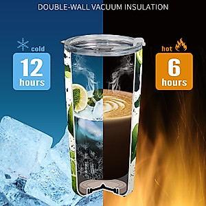 QWEUIOP 20oz Insulated Travel Coffee Mug Tropical Citrus Stainless Steel Tumbler with Lid Double Wall Vacuum Coffee Cup For Hot and Cold Drinks14324