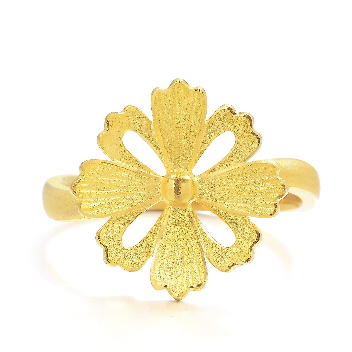 CHOW SANG SANG 999.9 24K Gold Price-by-Weight 3.74g Gold Blossom Ring (Size 13) for Women and Wedding Occasion 86941R