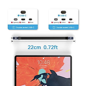 DOCKCASE Short USB C to USB C Cable (0.72ft), 3.1 Gen 2 10Gbps 100W 4K Video Data Transfer Charging Cable for Samsung Galaxy S8, S9, S10,T5 LaCie SSD, MacBook Pro, iPad Pro, and More