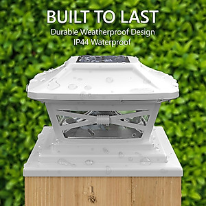 Davinci Lighting Renaissance Solar Outdoor Post Cap Lights - Includes Bases for 4x4 5x5 6x6 Posts - Bright LED Light - Pearl White (8 Pack)