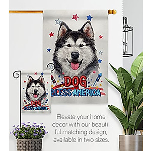 Breeze Decor Patriotic Siberian Husky Garden Flag Set Wood Dowel Dog Puppy Spoiled Paw Canine Fur Pet Nature Farm Animal Creature House Banner Small Yard Gift Double-Sided, Made in USA