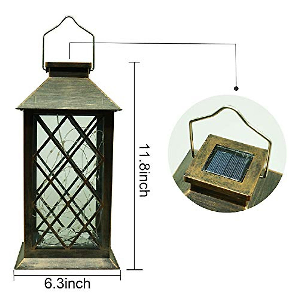 Solar Lantern Outdoor, Hanging Solar Light with 30 LED Fairy String Lights and Handle, Waterproof Decorative Landscape Lamp for Table Garden Patio Yard (Yellow)