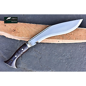 GK&CO. Kukri House Genuine Kukri Knife - 10 Blade World War II Panawal Wooden Handle Kukri/Khukuri- Handmade in Nepal