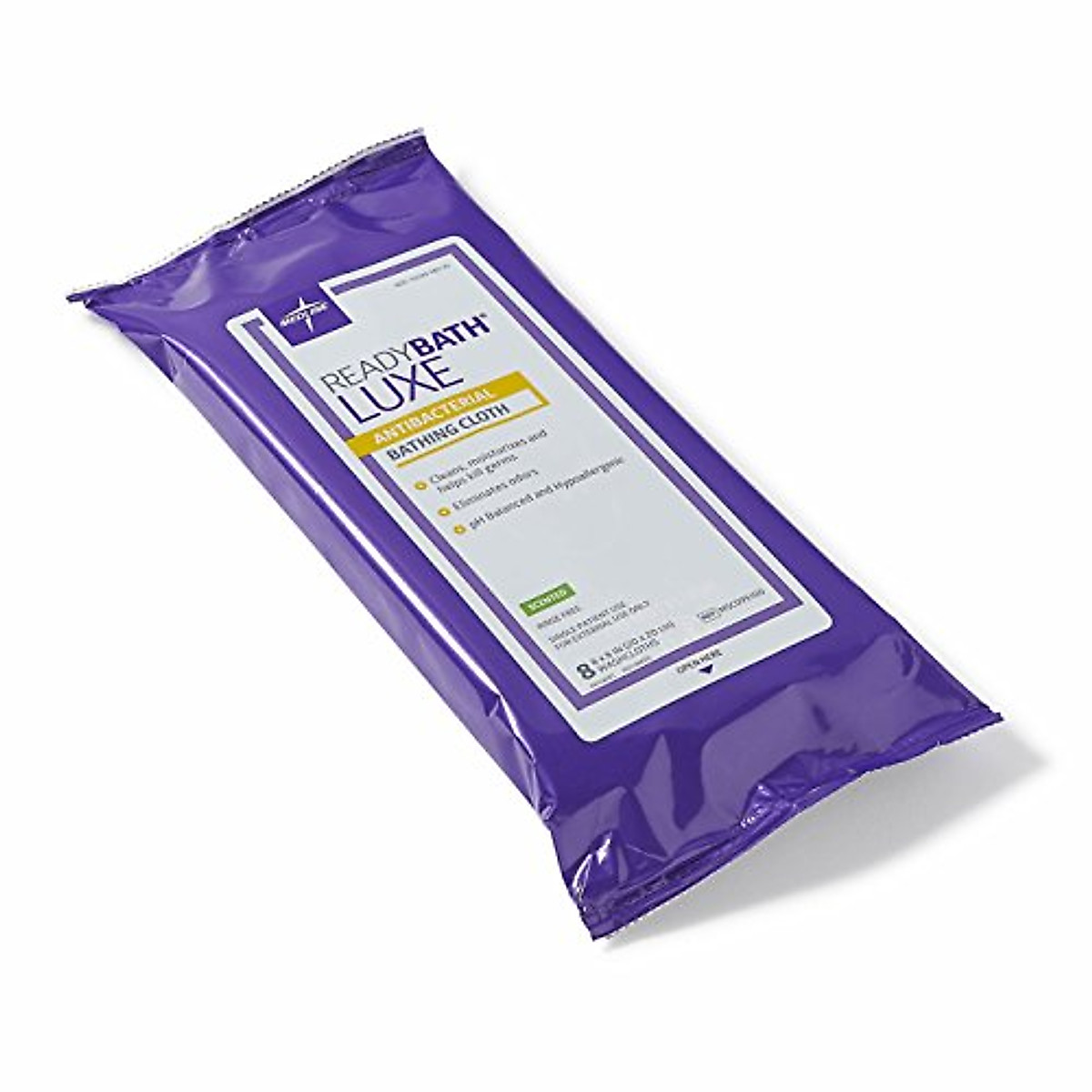 Medline ReadyBath LUXE Antibacterial Body Cleansing Cloth Wipes, Scented, Extra Thick Wipes (8 Count Pack, 24 Packs)