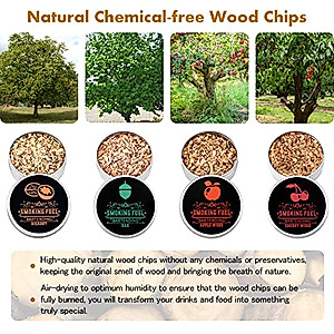 Cocktail Smoker Kit with Torch, Old Fashioned Smoker Kit for Bourbon Whiskey Drink, with 4 Different Flavor Wood Smoker Chips, Vodka/Gin/Tequila/Rum Liquor Gifts for Whiskey Lovers, Father(No Butane)