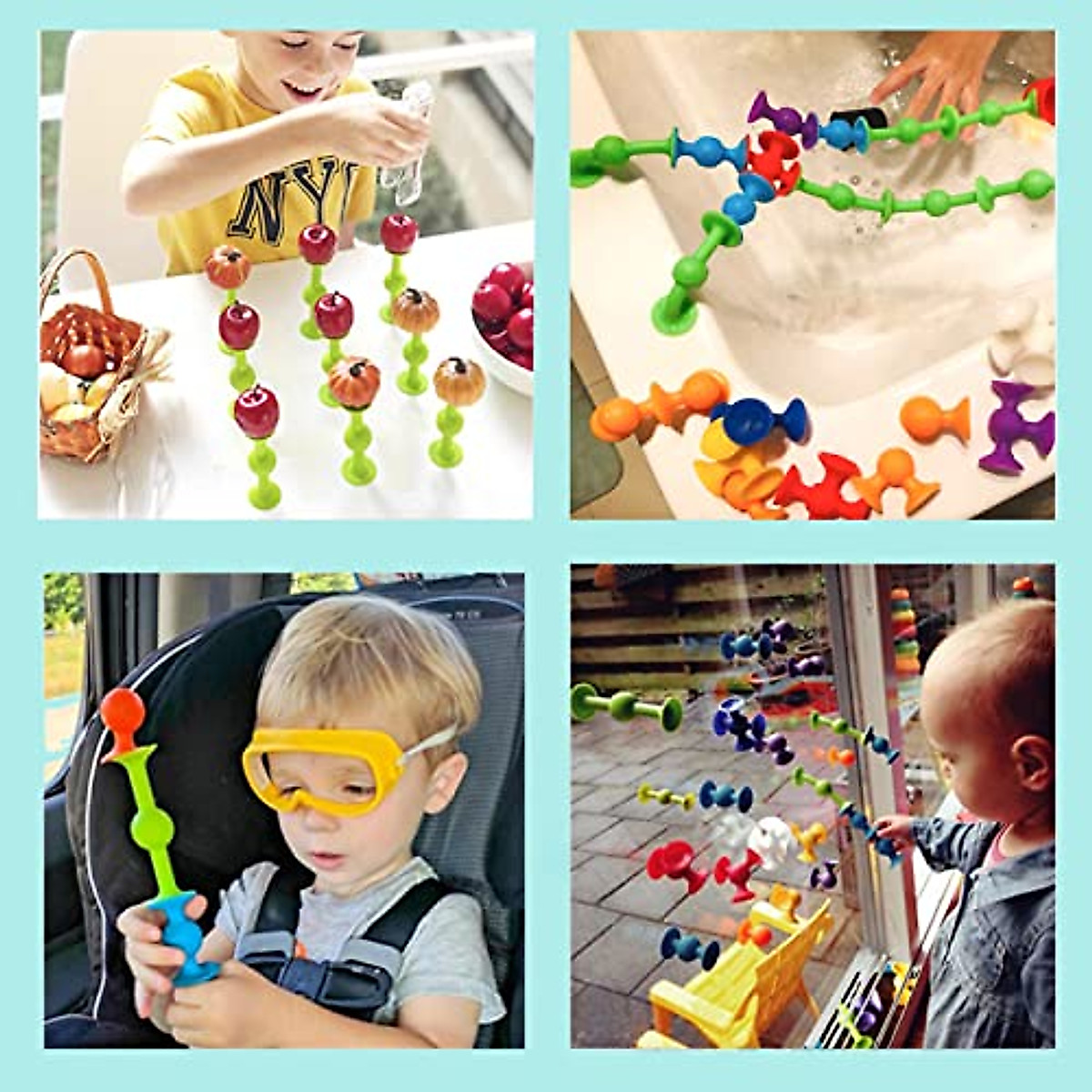 48 Piece Suction Cup Toys Construction Set, Silicone Building Blocks DIY Blocks Toys - Darts Sucker Toys are Fun Bath Toys,Sensory Toy for Toddlers 3 Year Old Boys and Girls