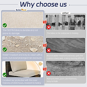 BULEXYARD Patio Sofa Cushion Covers Replacement for Outdoor Furniture Set Cushions Cover Backrest Pillow Covers (Beige, 662)