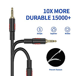 3.5mm Male to Male Audio Aux Cable 25ft, AUX Cable for Beats Headphones, iPods, iPhones, iPads, Home/Car Stereos and More