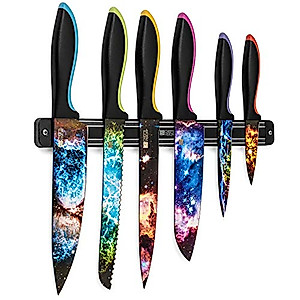 Black Wall-Mounted Magnetic Kitchen Knife Holder - BEHOLD by Chef's Vision - Magnetic Strip for Kitchen Knives - Stylish Kitchen Knife Bar Display - Ideal For Color Knives
