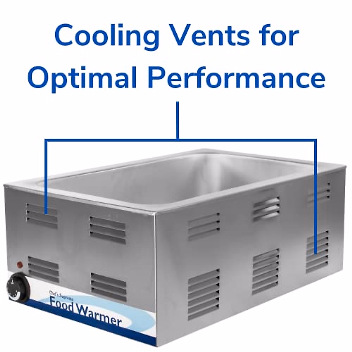 Chef’s Supreme 22x14 Commercial Full-Size Portable Steam Table Food Warmer – Electric 120V, Stainless Steel Housing, NSF Approved