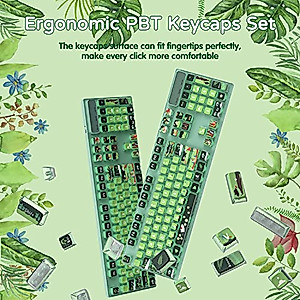 120 Key PBT Pudding Keycap Set ASA Profile with Transluscent PC Layer Dye-Sub Jungle Theme for 61/68/84/98/100/104Key TKL Cherry MX Gateron Kailh Cross Type Switch ANSI Mechanical Keyboard DIY(Green)