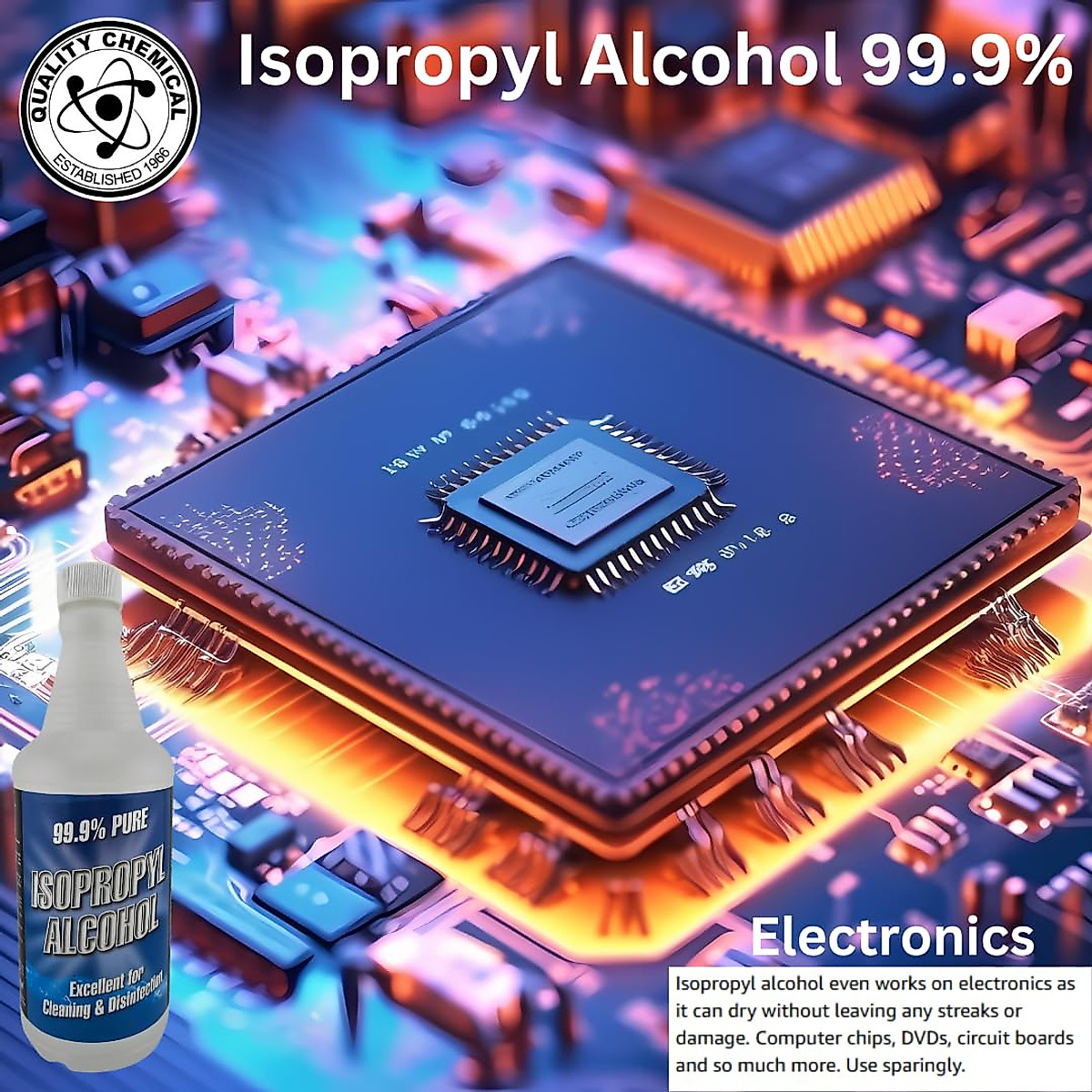 Quality Chemical - Super Premium - 99.9% Pure Isopropyl Alcohol (IPA) - Made in The USA - 1 Quart - Concentrated Isopropyl Alcohol 32 oz (Pack of 1)