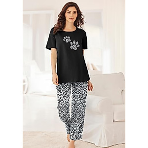 Dreams & Co. Women's Plus Size Graphic Tee PJ Set - 2X, Waterfall Paisley