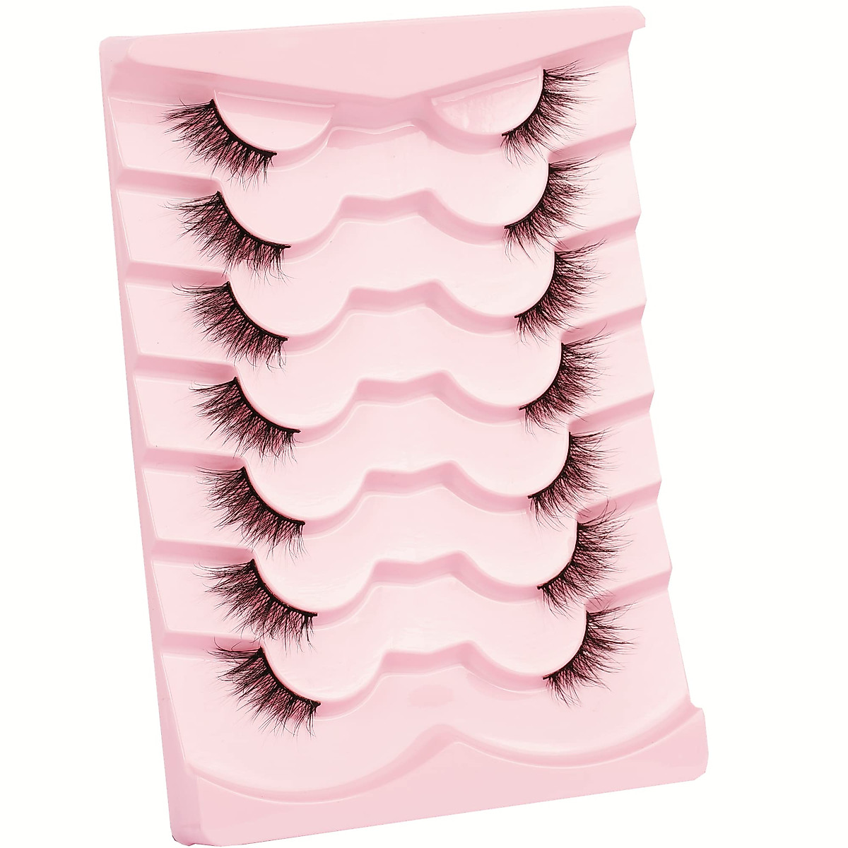 Gmagictobo False Eyelashes Fluffy Half Lashes Natural Look Cat Eye Lashes Pack False Lashes Extensions Fake Eyelashes 7 Pairs Multipack