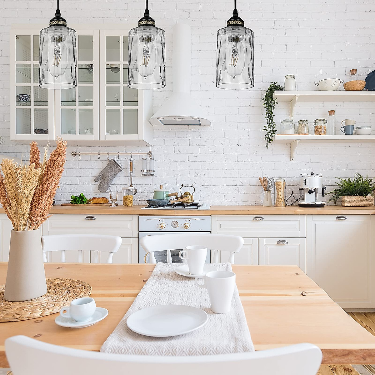 Canomo 3 Packs Hammered Glass Light Shade Cylinder Water Ripple Glass Lamp Shade Replacement 6 Inch Height Fit 2-1/4 Fitter for Wall Lamps Chandeliers or Ceiling Lamps