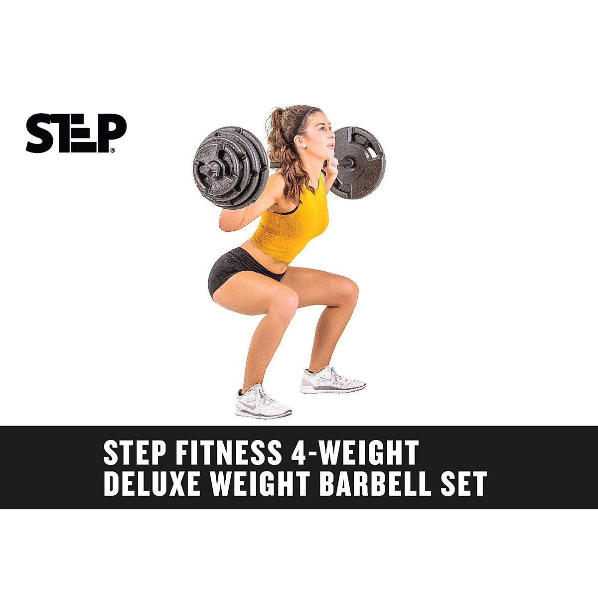 The Step Fitness Deluxe Barbell Weight Set, 60 lbs with Bar, Collars, and Weights