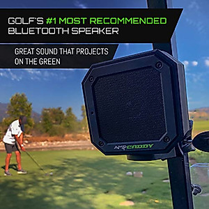 Ampcaddy Golf Bluetooth Speaker with Mount, Version 3 Pro Bluetooth Speaker and Mount with Loud Stereo Sound and Bass Boost, 20-Hour Playtime, Extended Bluetooth Range, Waterproof (15 Watts)