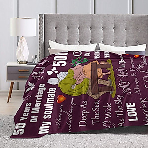 50th Anniversary Blanket Gifts, I Love You Gifts for Her Wedding Anniversary, Happy Birthday Gift for Wife from Husband Ideas, Unique Gifts for Wife Who Has Everything, W50 xL60