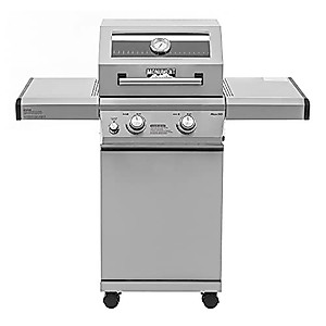 Monument Grills 14633 2-Burner Stainless Steel Liquid Propane Gas Grill with Clear View Lid, LED Controls Mesa 200