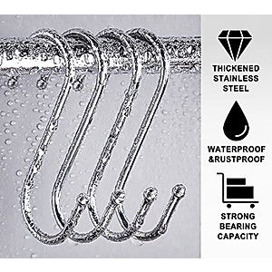 yeavs 40 Pack S Hooks, Round Heavy Duty Stainless Steel Hanging S Shaped Hooks for Home Kitchen Office Bathroom Closet, Silver (40, Medium)