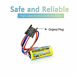 BAOBUTE 5PCS MR-BAT ER17330V 3.6V 1700mAh PLC Replacement Battery with Plug Non-Rechargeable for A6BAT FANUC CNC System Power, 17*35mm