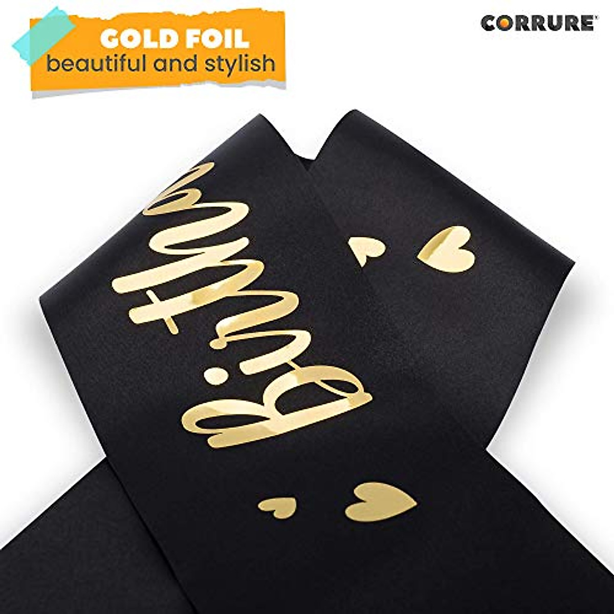 CORRURE 'Birthday Girl' Sash with Gold Foil - Soft Satin Black Sash for Women - Happy Birthday Sash for Queen, Sweet 16, 18th 21st 25th 30th 40th 50th or Any Other Bday Party