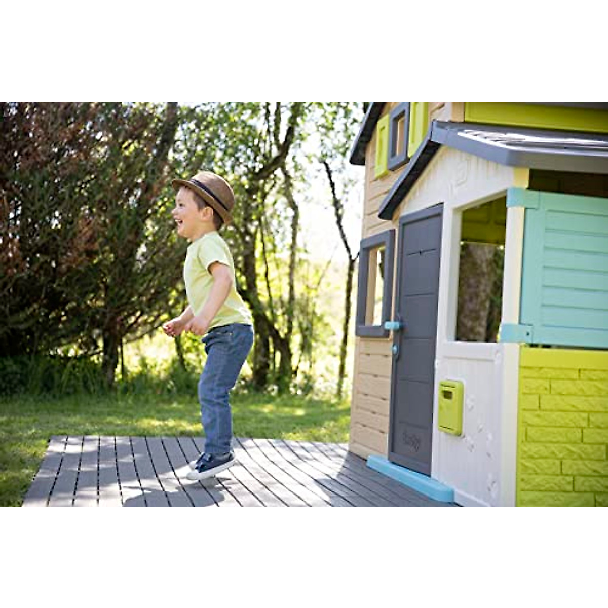 Smoby- Set of 6 Playhouse, Floor Tiles, Brown, Indoor or Outdoor Use, Plastic, Convenient for Use with Most Playhouses, for Ages 2 and up