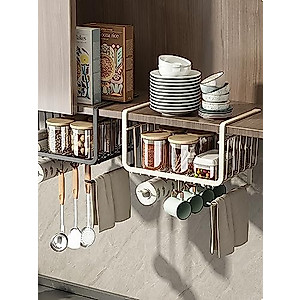 Shelves Organizer Under Sink Organizer Cabinet Hooks Kitchen Shelf Basket Under Cabinet Shelf Storage Basket for Storage Shelves Bathroom Storage Kitchen Organizers(2 Colour 7.3×9.9×10.5in)(black)