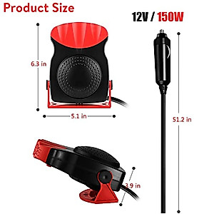 2022 Upgraded Car Heater 12V, 150W Electionic Auto Car Defrost Defogger, 2 in 1 Heating & Cooling Car Fan Vehicle Electronic Air Heater Defrost, 3-Outlet, Plug Into Cigarette Lighter