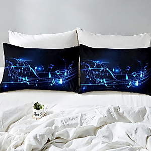 Erosebridal Music Note Duvet Cover Duvet Cover King Size Dream Theme Blue Comforter Cover Set for Teen Boys Kids Girls Geometric Stripe Pattern Bedding Set,1 Duvet Cover with 2 Pillow Cases