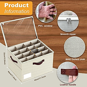 2 Pack Large Shoe Organizer for Closet, Adjustable Dividers Shoe Storage Bins Boxes, Foldable Shoe Holder Cube Containers with Clear Cover for Men’s shoes, High heel,Sneaker,Slippers,Boots(Beige).