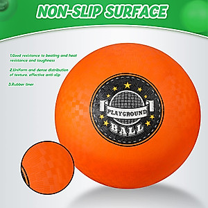 Jerify 12 Pack 8.5 Inch Playground Balls Rubber Kickballs Bulk 6 Colors Dodgeballs Bouncy Balls Inflatable Dodgeballs Sport Balls for Adults Indoors Outdoors Games Gym Exercise(Bright Colors)