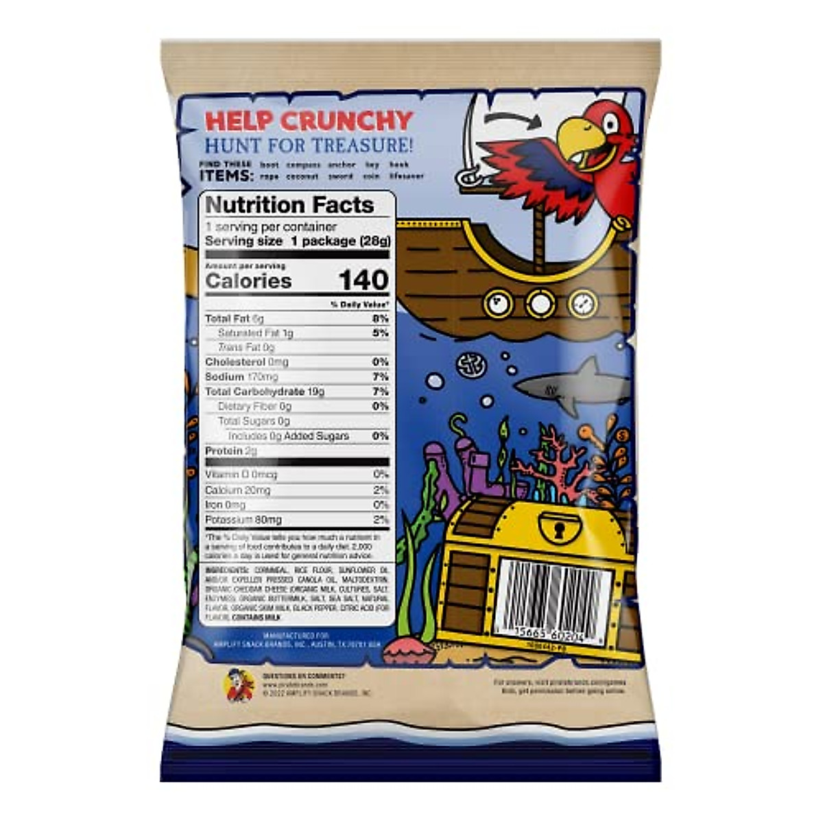 Pirate's Booty Aged White Cheddar Cheese Puffs, Gluten Free, Healthy Kids Snacks, 1oz Individual Size Snack Bags (30 Count)