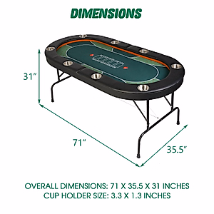 Vilobos Poker Table Foldable, 8 Players Texas Holdem Poker Table, Casino Folding Table for Blackjack Board Game -Green