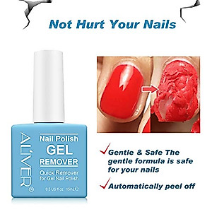 Gel Nail Polish Remover(15ML) - Professional Removes Nail Polish in 3-5 Minutes, Quickly & Easily, Not Hurt Nails with 1 PCS Cuticle Pusher + 1 PCS Nail Polish Scraper Blue