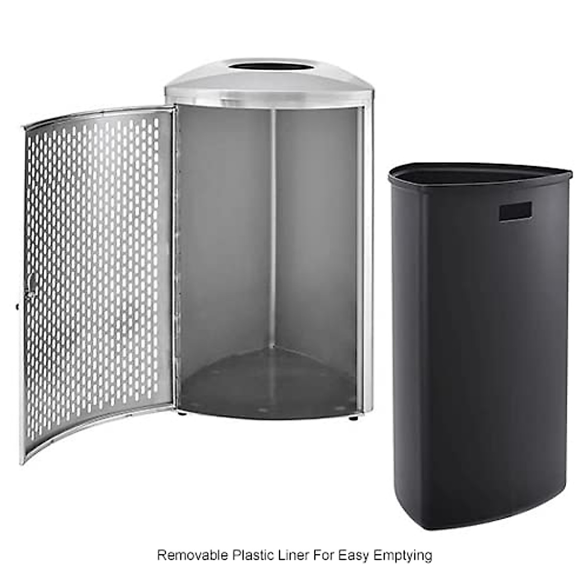 Global Industrial Triangular Trash Can, 18-1/2 Gallon, Brushed Stainless Steel