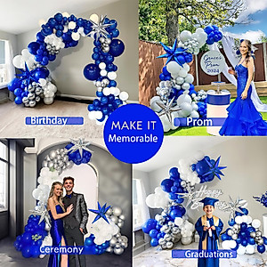 yeewaka royal blue and silver balloon garland arch kit 160+pcs with silver and Blue star balloons for Men birthday 2024 Graduation Ceremony Prom decorations