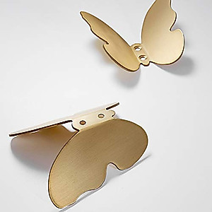 Pearlead 2Pcs Creative Wall Mounted Butterfly Brass Coat Hooks Hanging Hooks Clothes Hanger Hooks for Bedroom, Bathroom, Office, Closet, Wardrobe and Cupboard Decoration