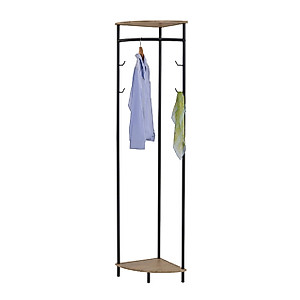 KB Designs - Corner Hall Tree Clothes Rack, Black/Sonoma Oak