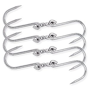 4 Packs Swiveling Meat Hook,Alele Heavy Duty Stainless Steel Processing Butcher Hooks - Large Fish,Hunting,Carcass Hanging Hook
