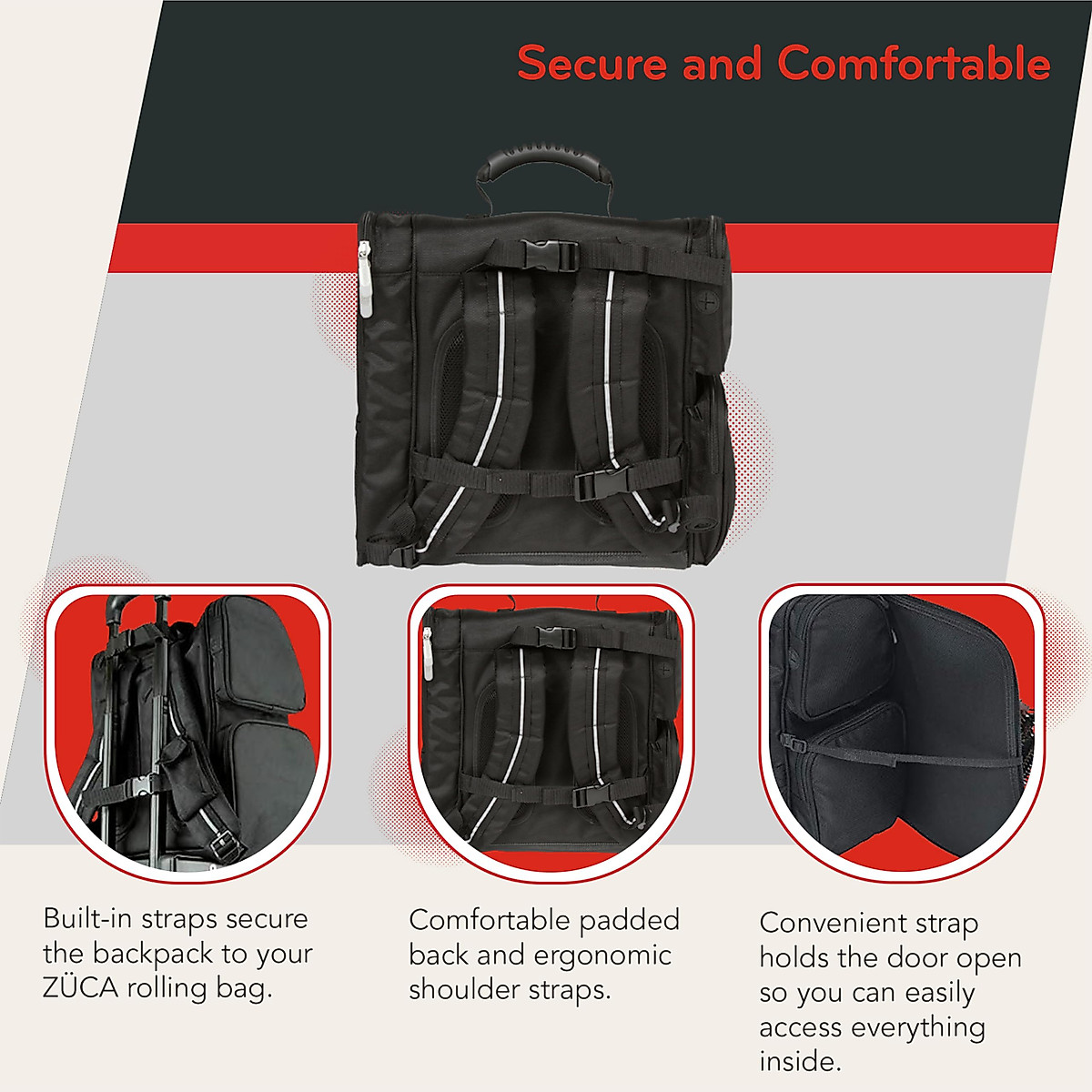 Zuca Artist Backpack With Two Vinyl-Lined Utility Pouches, Black