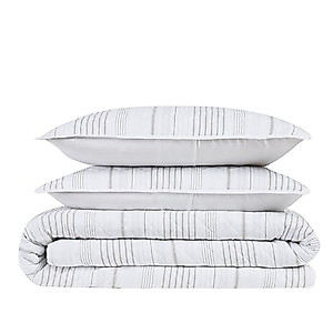 Cottage Classics Warm Hearth Stripe Quilt Set, King, Tan 3