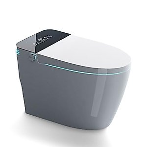 Toilet Smart Toilet Ceramic White with Heated Bidet Seat Portable Toilet with Bidet Built in Auto Open&Close Auto Dual Flush