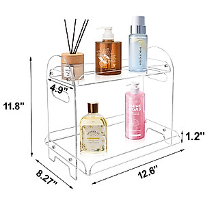 Beitiny Bathroom Counter Organizer, 2-Tier Corner Shelf, Acrylic Bathroom Storage Organizer Countertop Rack for Kitchen Spice Vanity Cosmetic Perfume Skincare, Clear