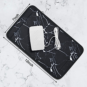 Sewing Machine Foot Pedal Pad Stay in Place Mat, Non Slip Rubber and Hook and Loop Pad to Keep Foot Pedal Steady on Hard Floor Carpet, Piano Pedal,12”x7”, 1/5” Thick (Black+White)