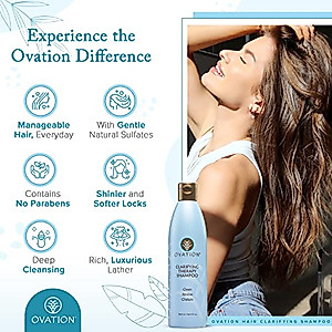 Ovation Clarifying Shampoo - For Healthier and Better Looking Hair. Safe for Color Treated Hair. Dermatologist Reviewed. Cruelty Free and No Parabens. Made in the USA.