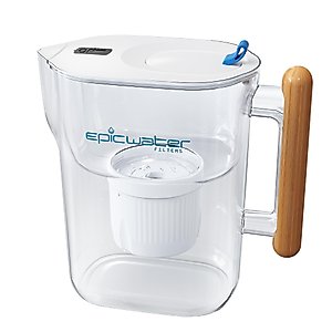 Epic Water Filters Pure Filter Pitchers for Drinking Water, 10 Cup 150 Gallon Filter, Tritan BPA Free, Removes Fluoride, Chlorine, Lead, Forever Chemicals (White & Bamboo)