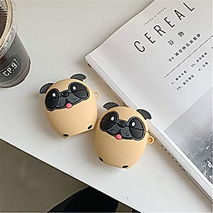 Besoar Red Lips Dog for Airpod 1/2 Case, Cartoon Cute Fashion Cool Silicone Design Character Cover for Airpods, Unique Animal Pug 3D Kawaii Funny Fun Shell Girls Women Girly Boys Cases Air Pods 2&1
