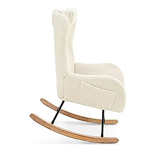Morhome Upholstered Nursery Rocking Chair-Comfy Glider Rocker with Padded Seat, High Backrest, and Armrests for Living Room Bedroom Offices, Beige